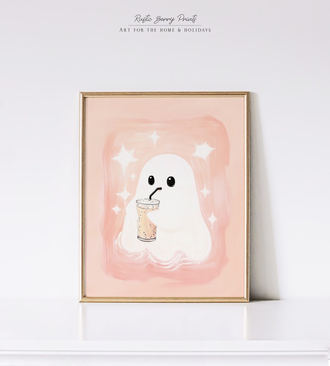 Ghost Bubble Tea Art Print | Ghost & Coffee | Wall Art | Halloween ...
