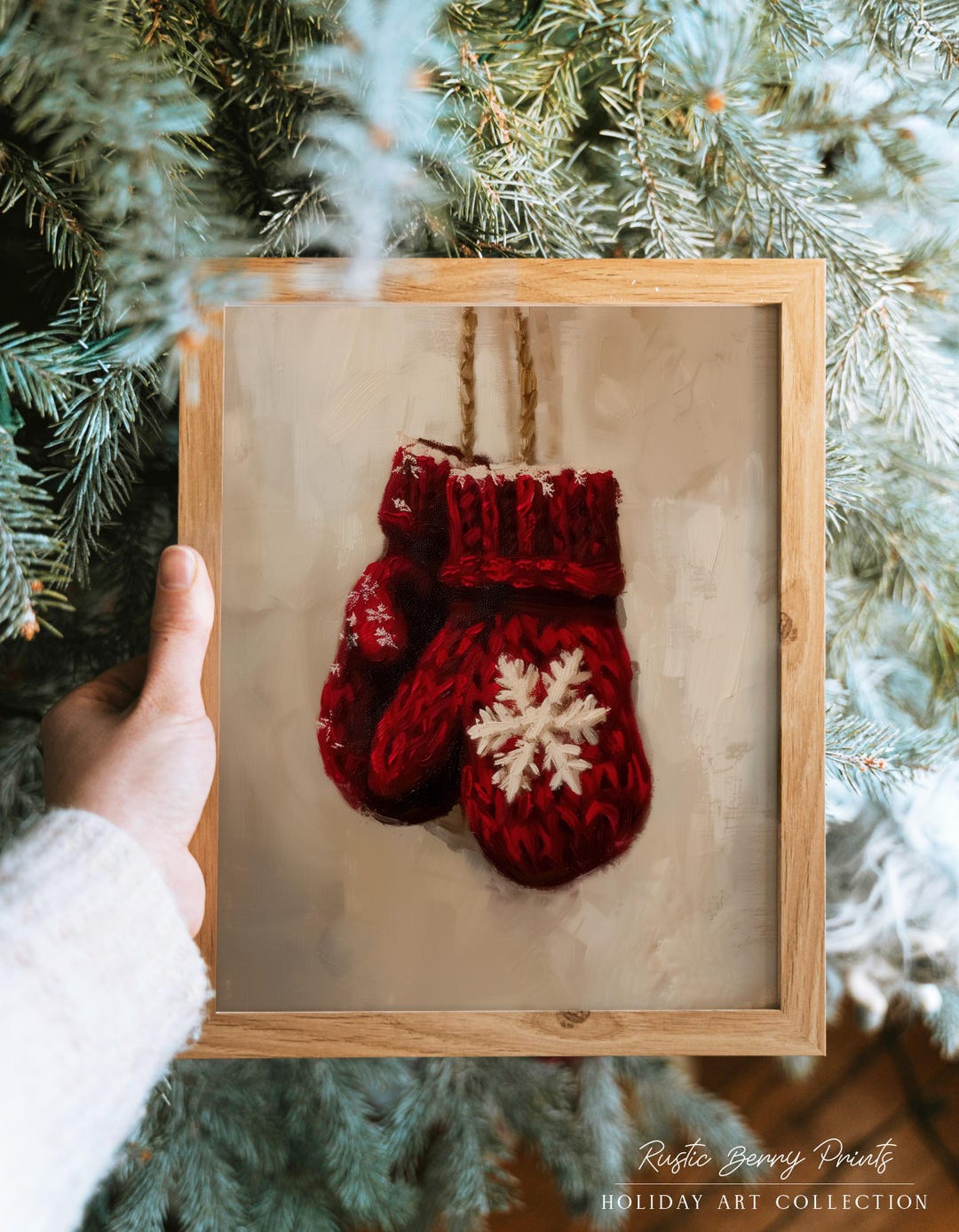 Red Winter Mittens Art Print | Wall Art | Holiday Poster | Vintage ...