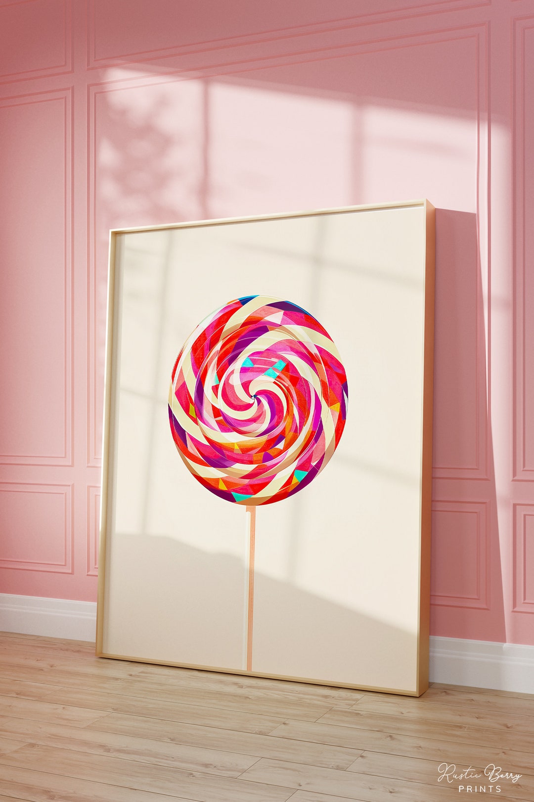 Retro Lollipop Art Print | Wall Art Poster | Candy Art | Preppy ...