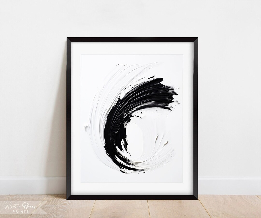 Modern Abstract Swirl Wall Art Black and White Home Decor Instant ...