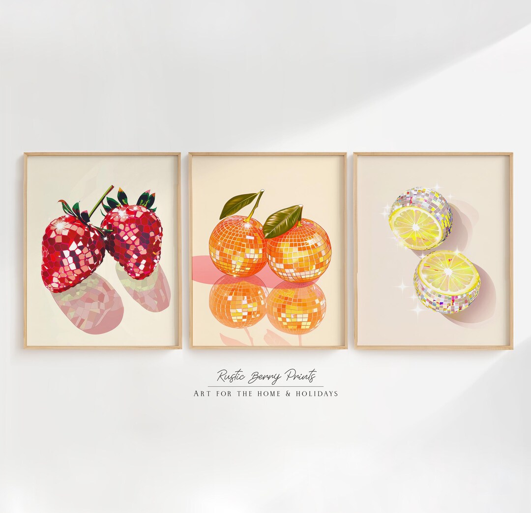 Disco Citrus Fruit Gallery Set of 3 Art Prints | Wall Art | Set of 3 ...