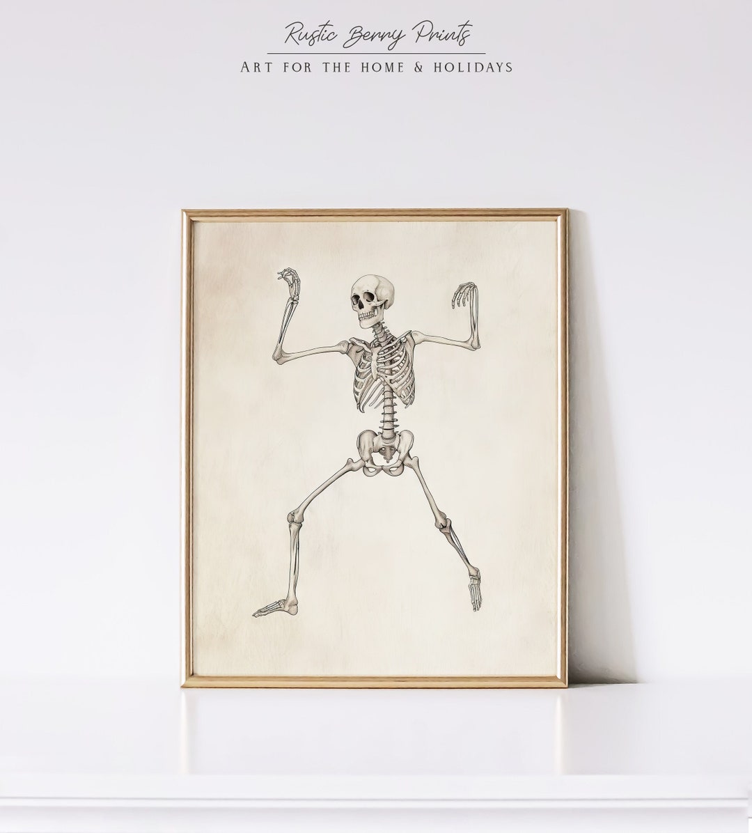 Spooky Scary Skeleton Art Print Wall Art Funny Vintage Print ...