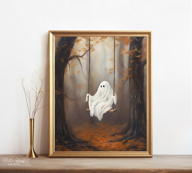 Ghost Art Print Oil Painting Cute Ghost Spooky Halloween - Etsy
