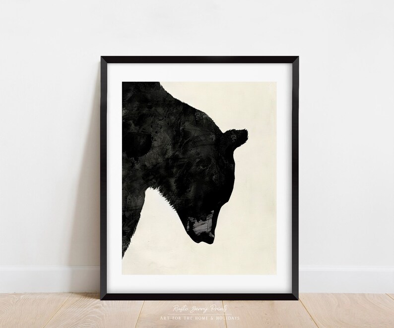 Rustic Black Bear Art Print: Woodland Cabin Decor (digital Download) - Etsy