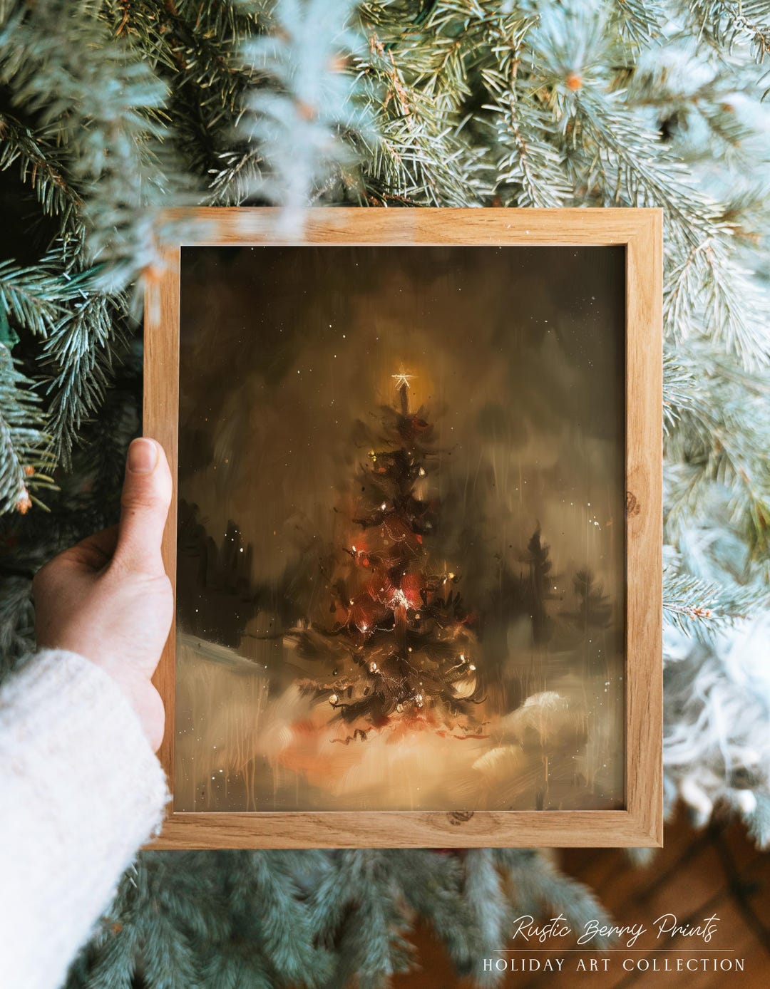 Moody Christmas Tree Art Print | Wall Art | Holiday Poster | Vintage ...