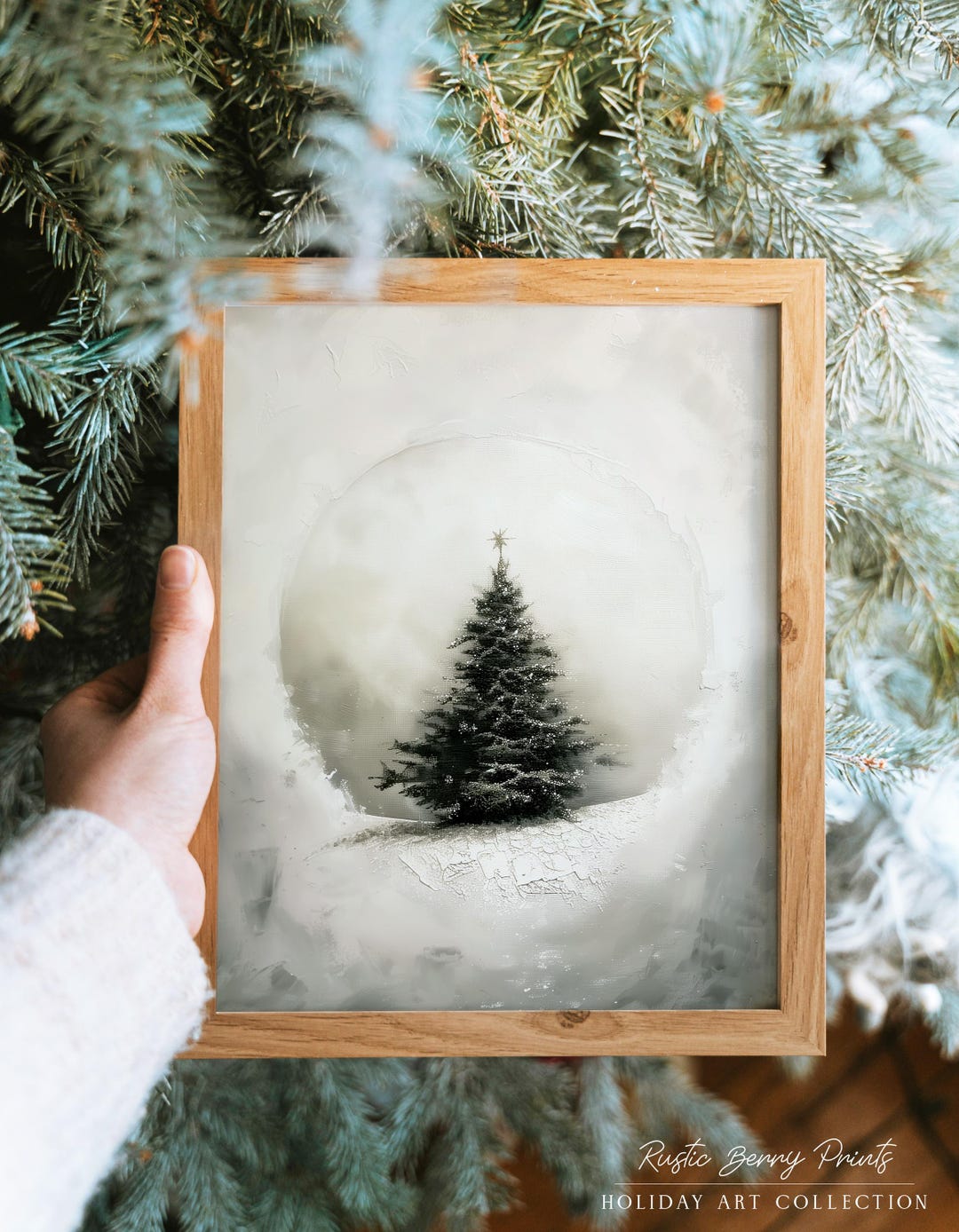 Winter Snow Tree Art Print | Wall Art | Holiday Poster | Vintage Print ...