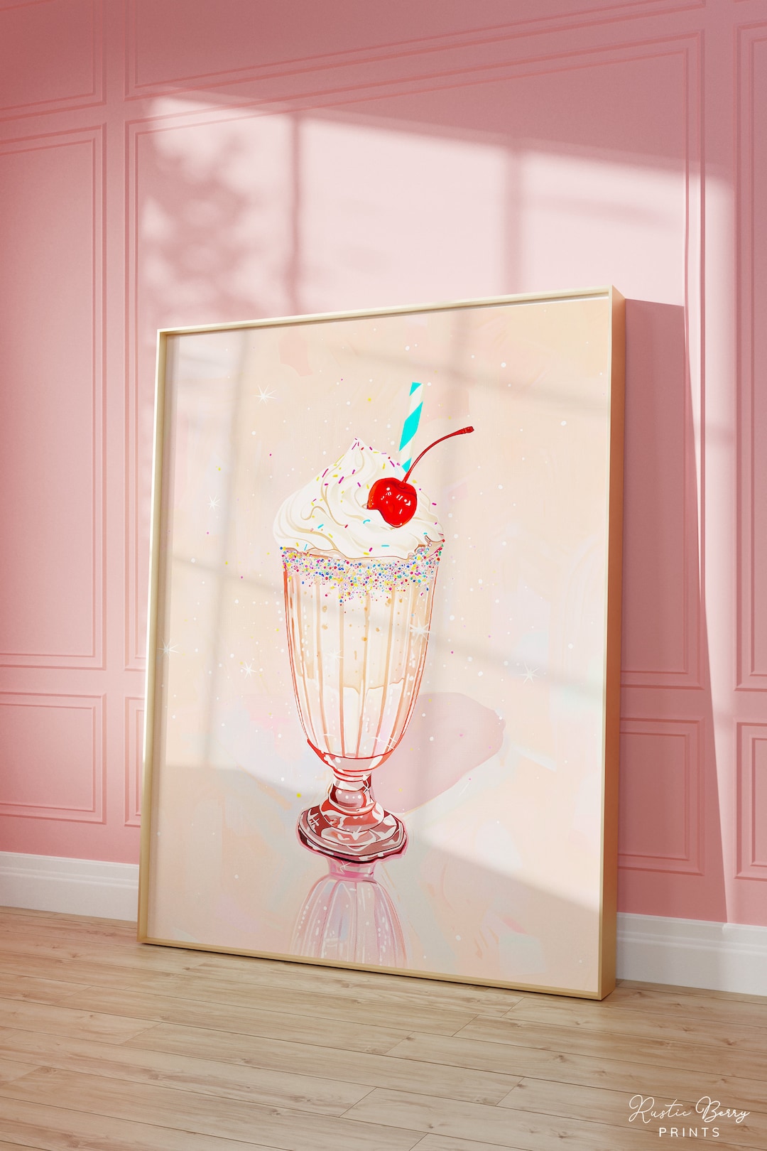 Fun Retro Milkshake Print | Wall Art | Retro Milkshake Art Poster ...