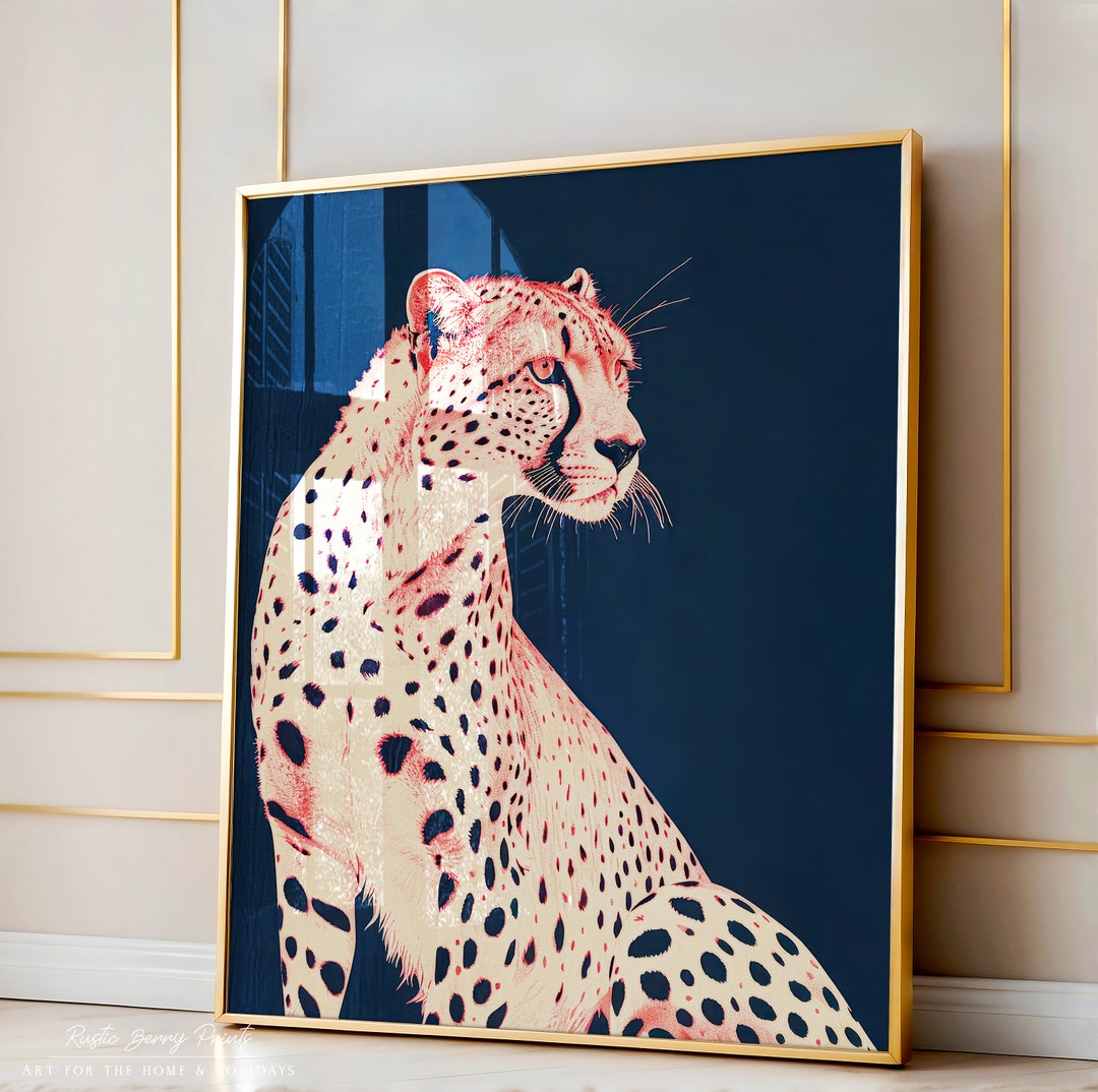 Cheetah Wall Art | Leopard Art Print | Preppy | Dorm Room | Maximalist ...
