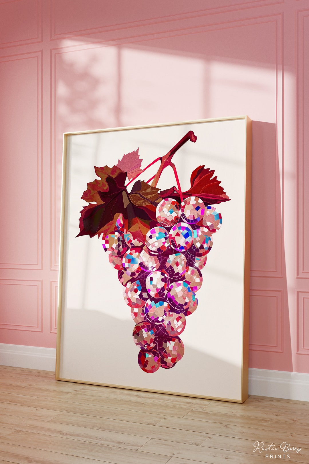 Disco Grapes Art Print | Wall Art Poster | Glam Disco Ball Grapes ...