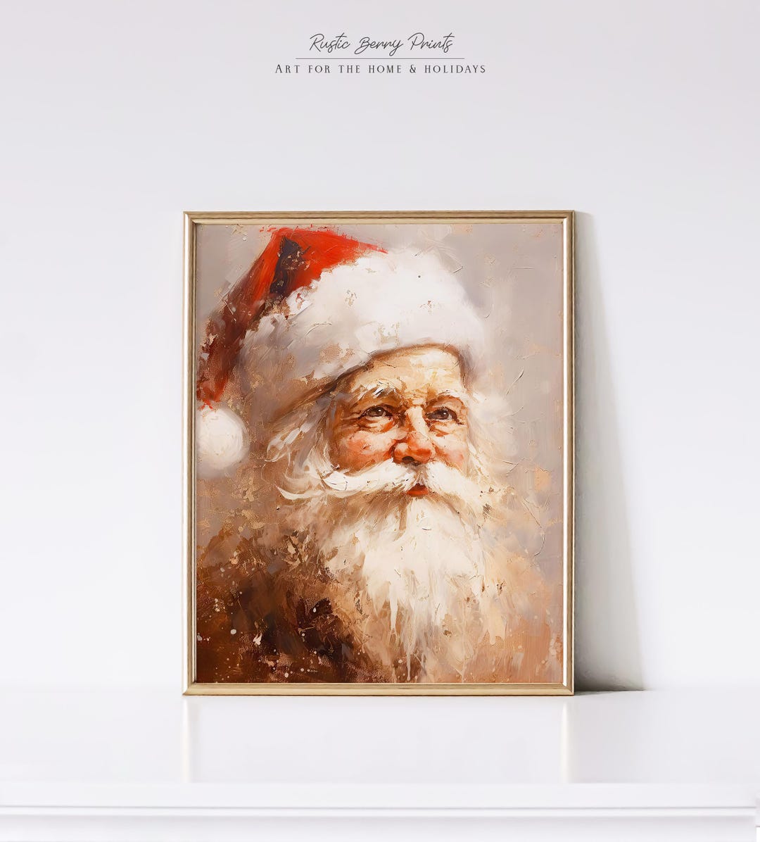Santa Claus Art Print Vintage Santa Wall Art Christmas Holiday Decor ...