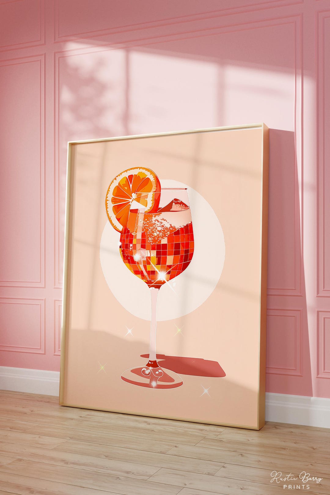 Aperol Spritz Cocktail Art Print: Retro Bar Cart Decor (digital ...