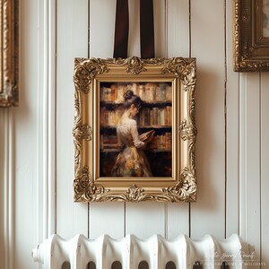 Woman Reading in Library Oil Painting Art Print (digital Download) - Etsy