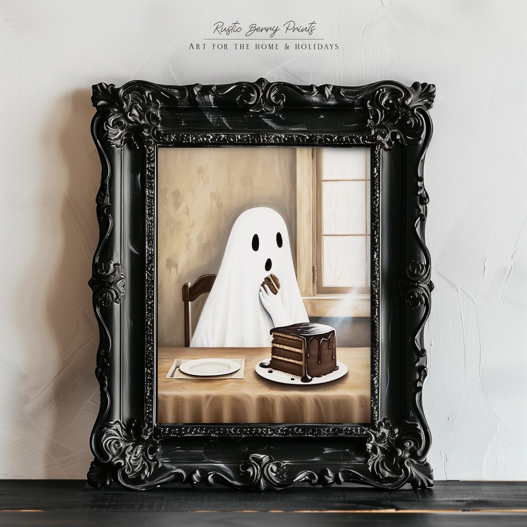 Cake Ghost Art Print | Wall Art | Halloween Decor | Vintage Print ...