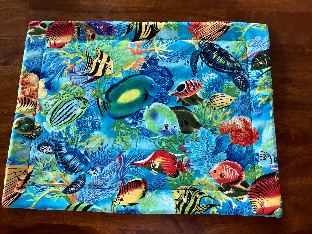 Fish Quilted Placemat: Kids Table Decor, Washable Cotton - Etsy