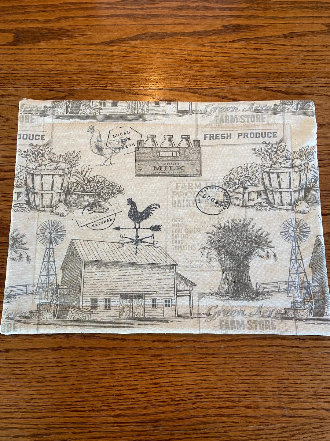 Fresh Produce Dairy Farm Quilted Placemat | Milk Placemat, Washable ...