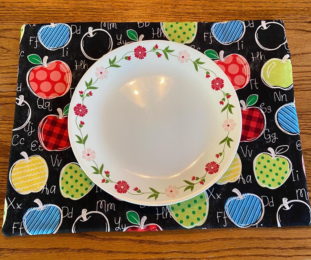 Apples & Alphabet Back to School Placemat | Kitchen Table Setting ...