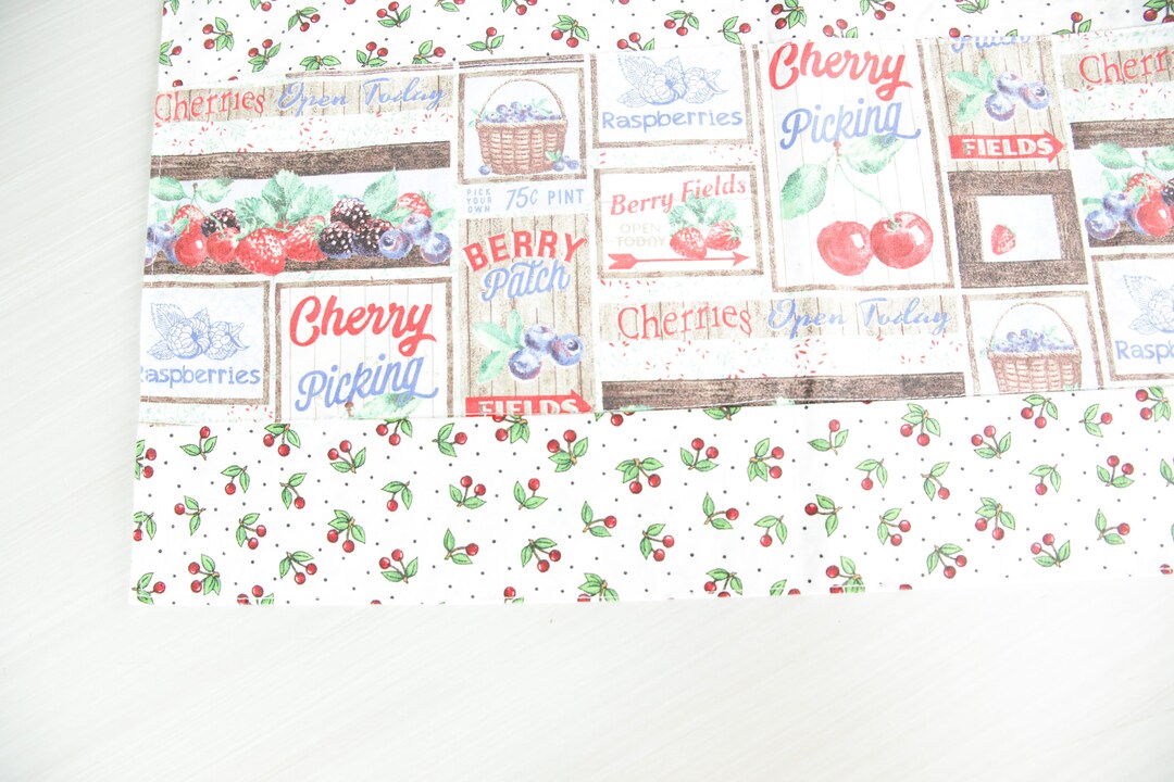 Cherry Table Runner 43x11.5 Fruit Farm Cherry Stand Fabric, Dinner ...