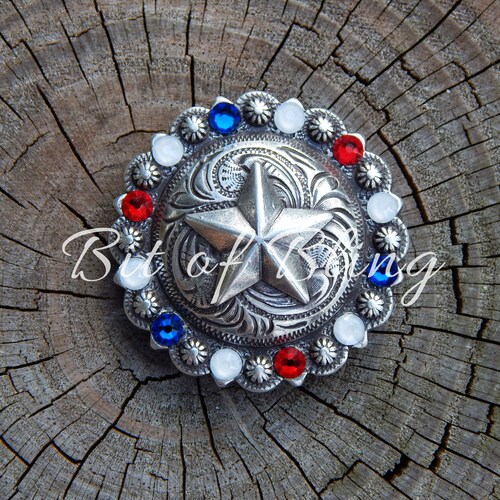 Star Spangled Patriotic Bling Concho Custom Conchos Bling - Etsy