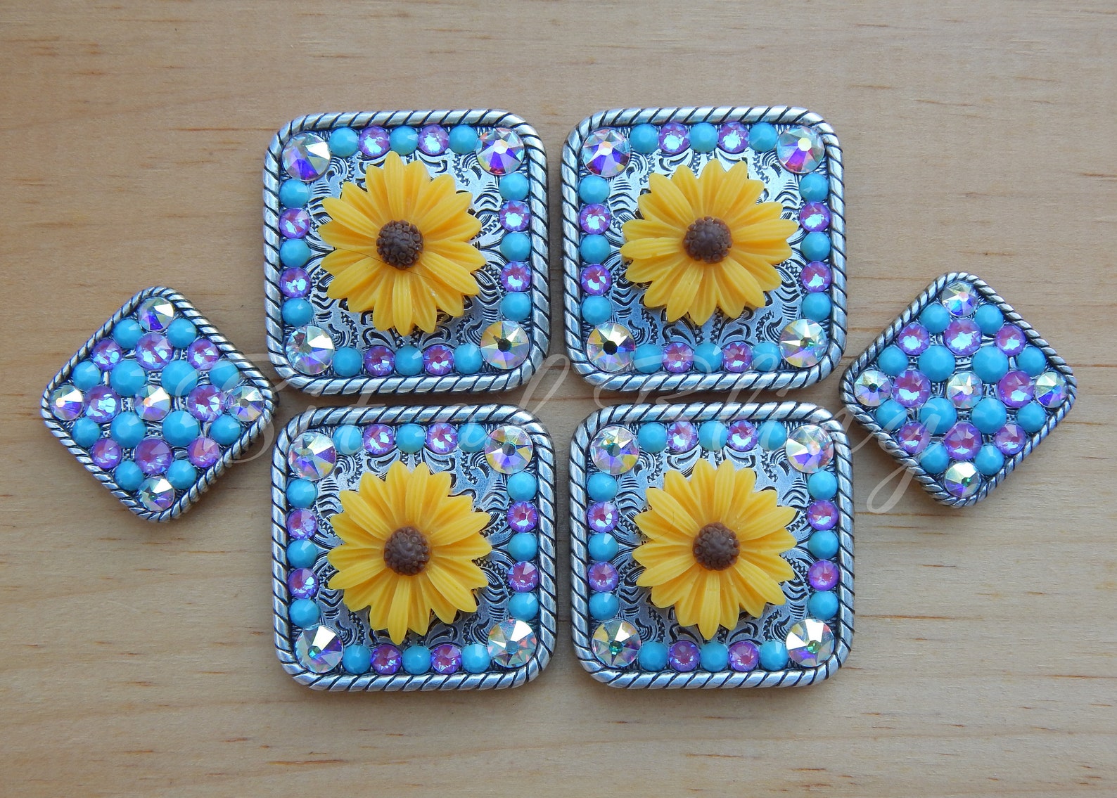 Cotton Candy Unicorn Yellow Daisy Saddle Concho Set Horse Tack | Etsy