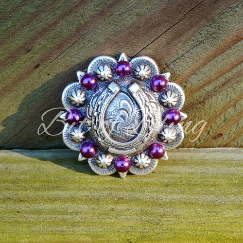 Purple Velvet & Crystal AB Antique Silver Round Berry Concho | Etsy