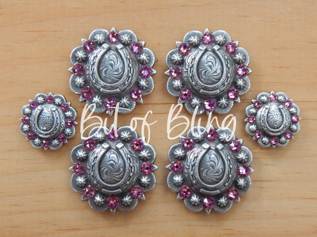 Antique Silver Horseshoe Berry Saddle Concho Set - Rose - Etsy