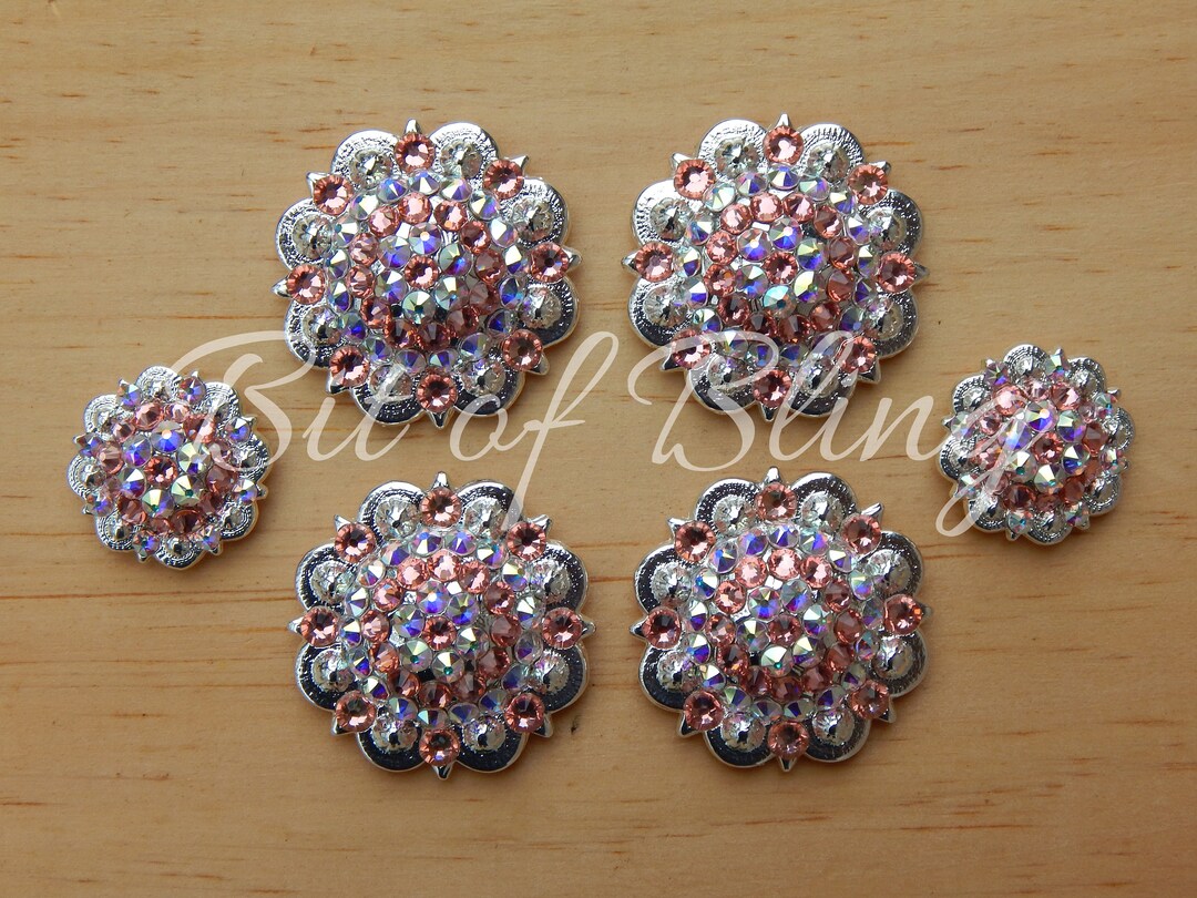 Saddle Concho Set With Crystals Horse Tack Rodeo Mounted Shooting ...
