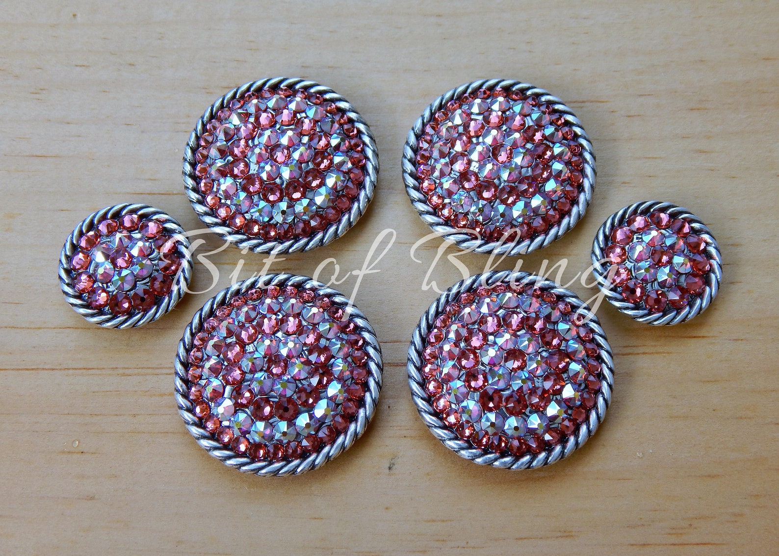 Antique Silver Round Rope Edge Saddle Concho Set Padparadscha - Etsy