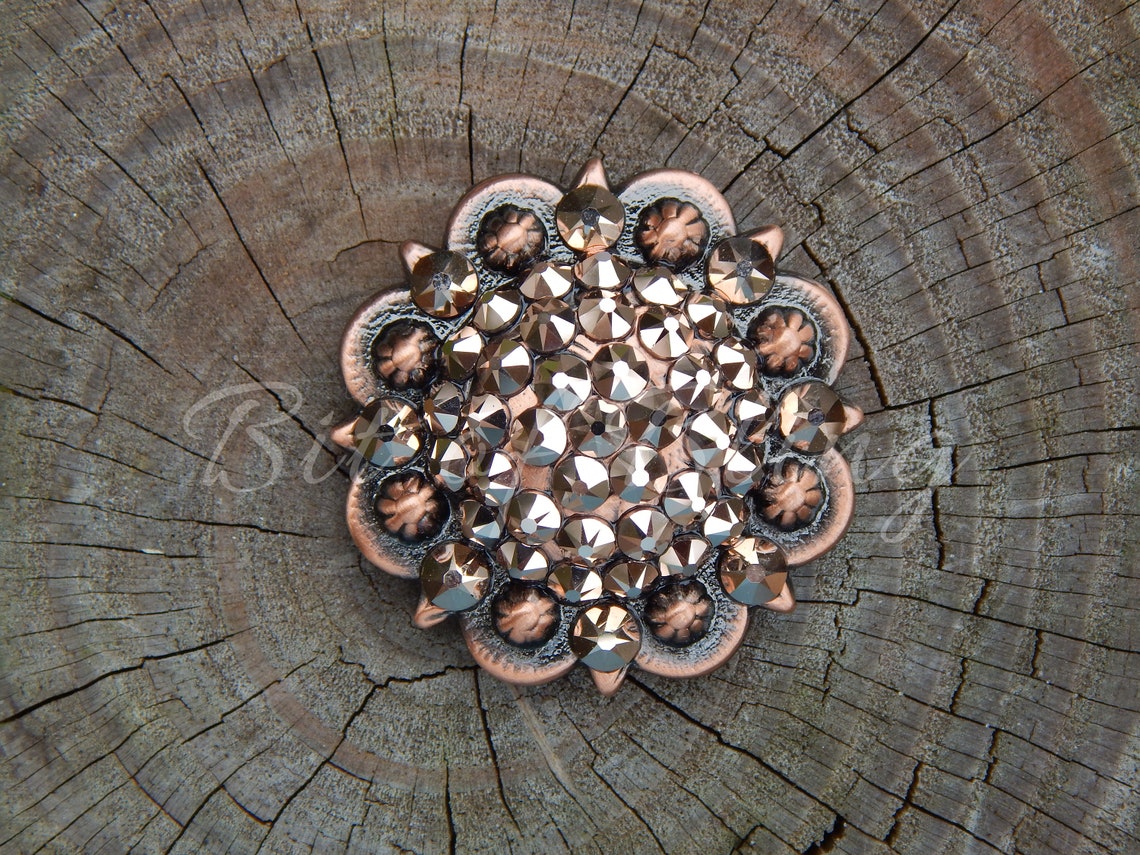 Round Berry Concho , Rose Gold - Horse Tack ; Bling Concho Crystal ...