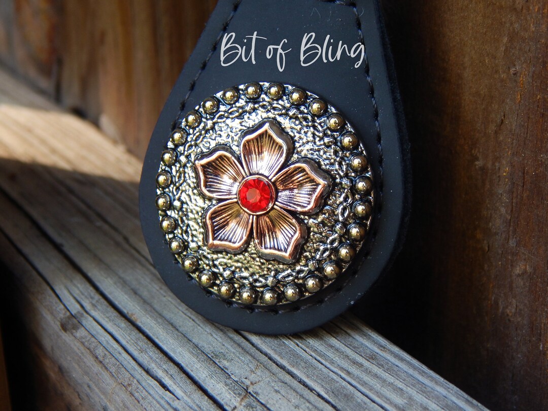 Ruby Blossom Concho Leather Key Fob - Etsy