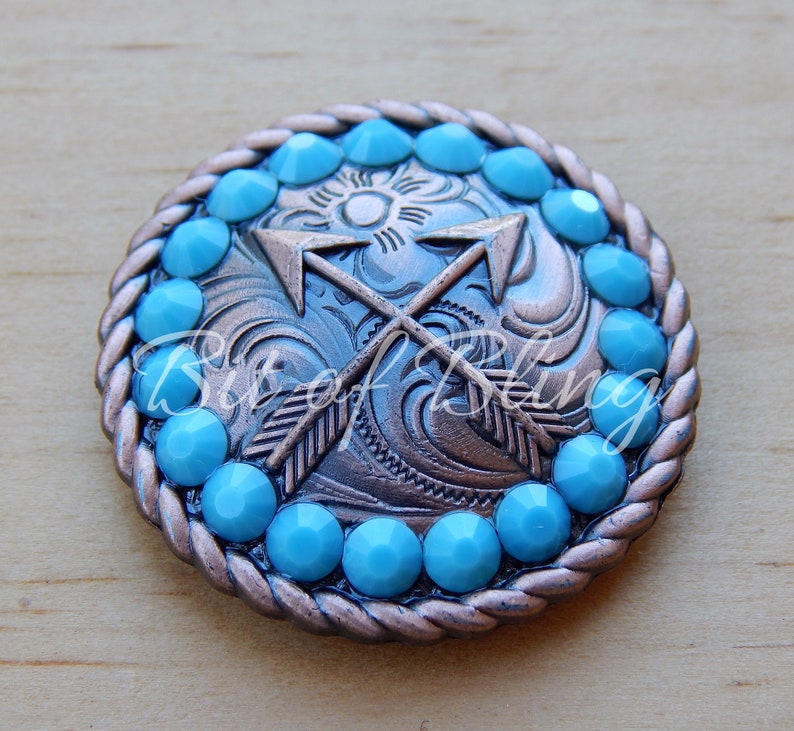 Copper Round Rope Edge Crossed Arrows Saddle Concho Set With - Etsy