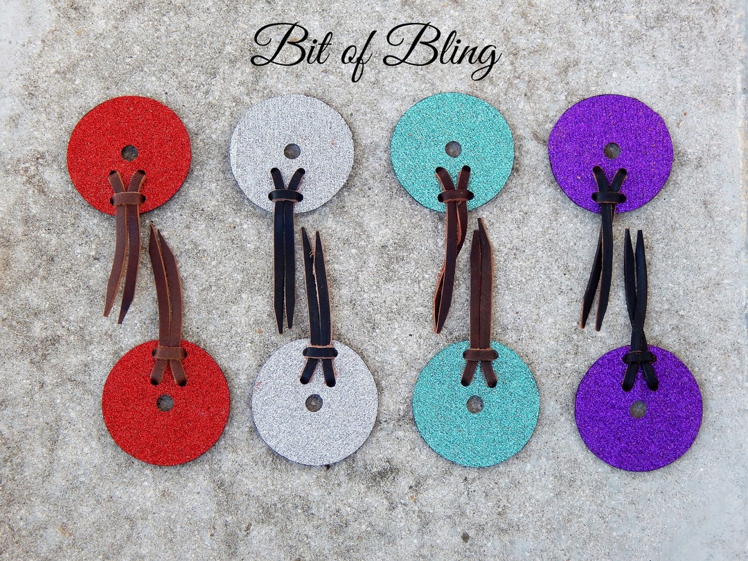 Glitter Leather Bit Guards Horse Tack Rodeo Barrel Racing Pole Bending ...
