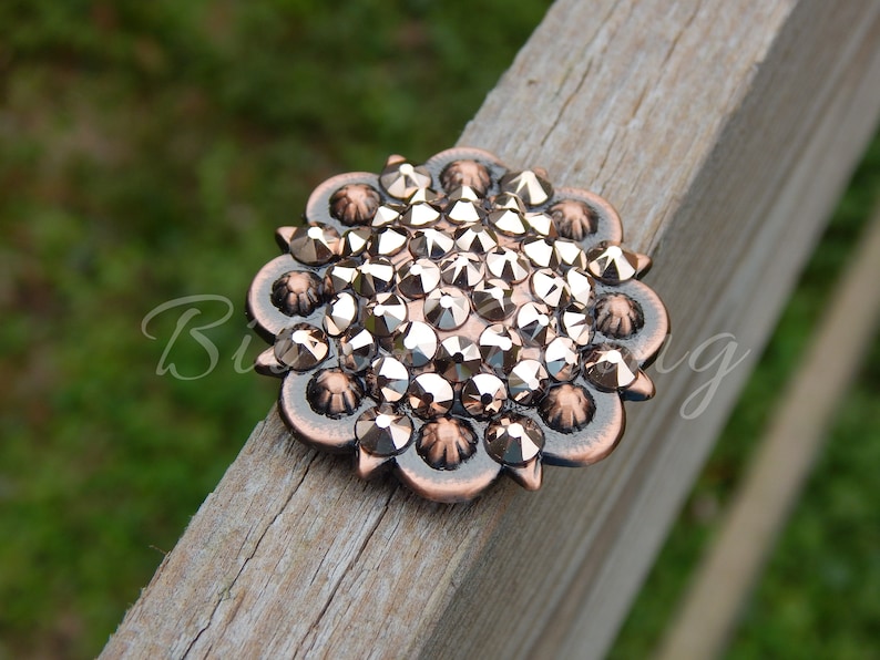 Round Berry Concho , Rose Gold - Horse Tack ; Bling Concho Crystal ...