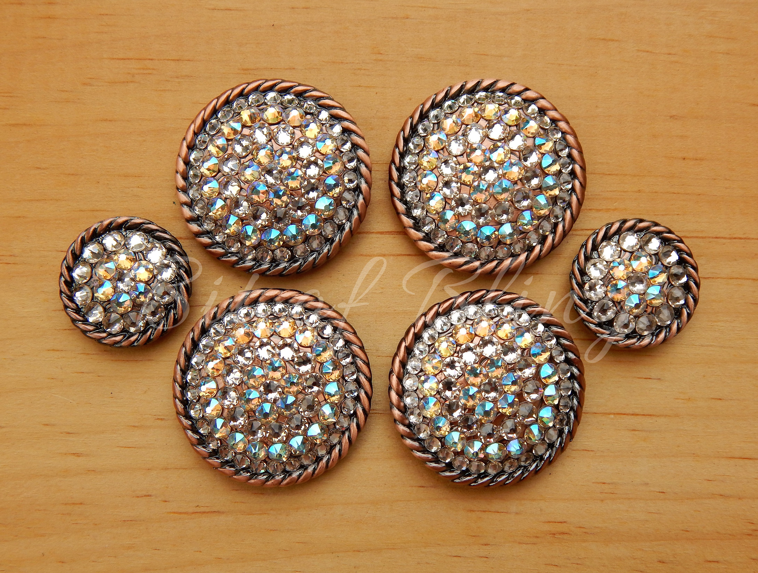 Copper Round Rope Edge Saddle Concho Set With Silk and Silk - Etsy