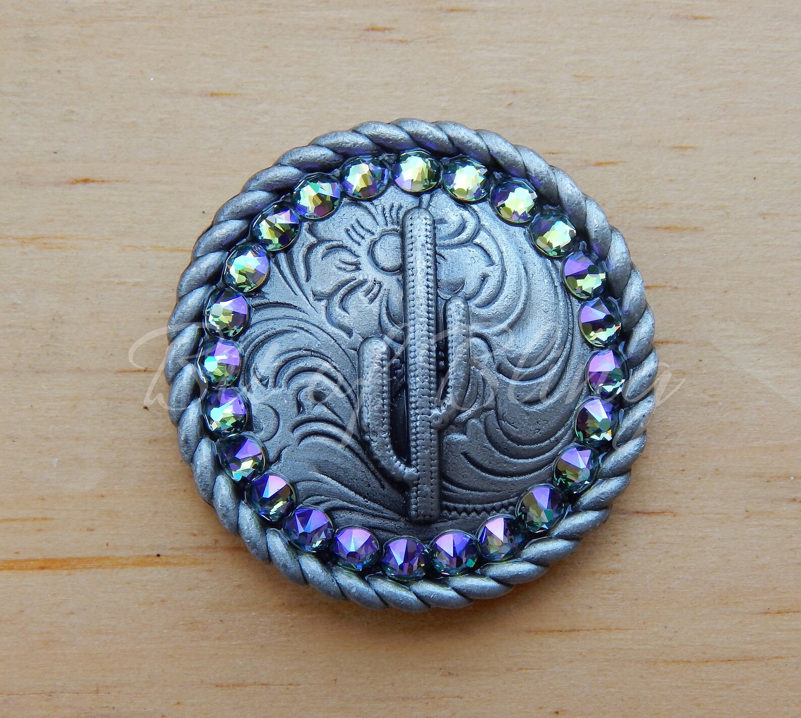 Antique Silver Round Rope Edge Cactus Saddle Concho Set - Etsy