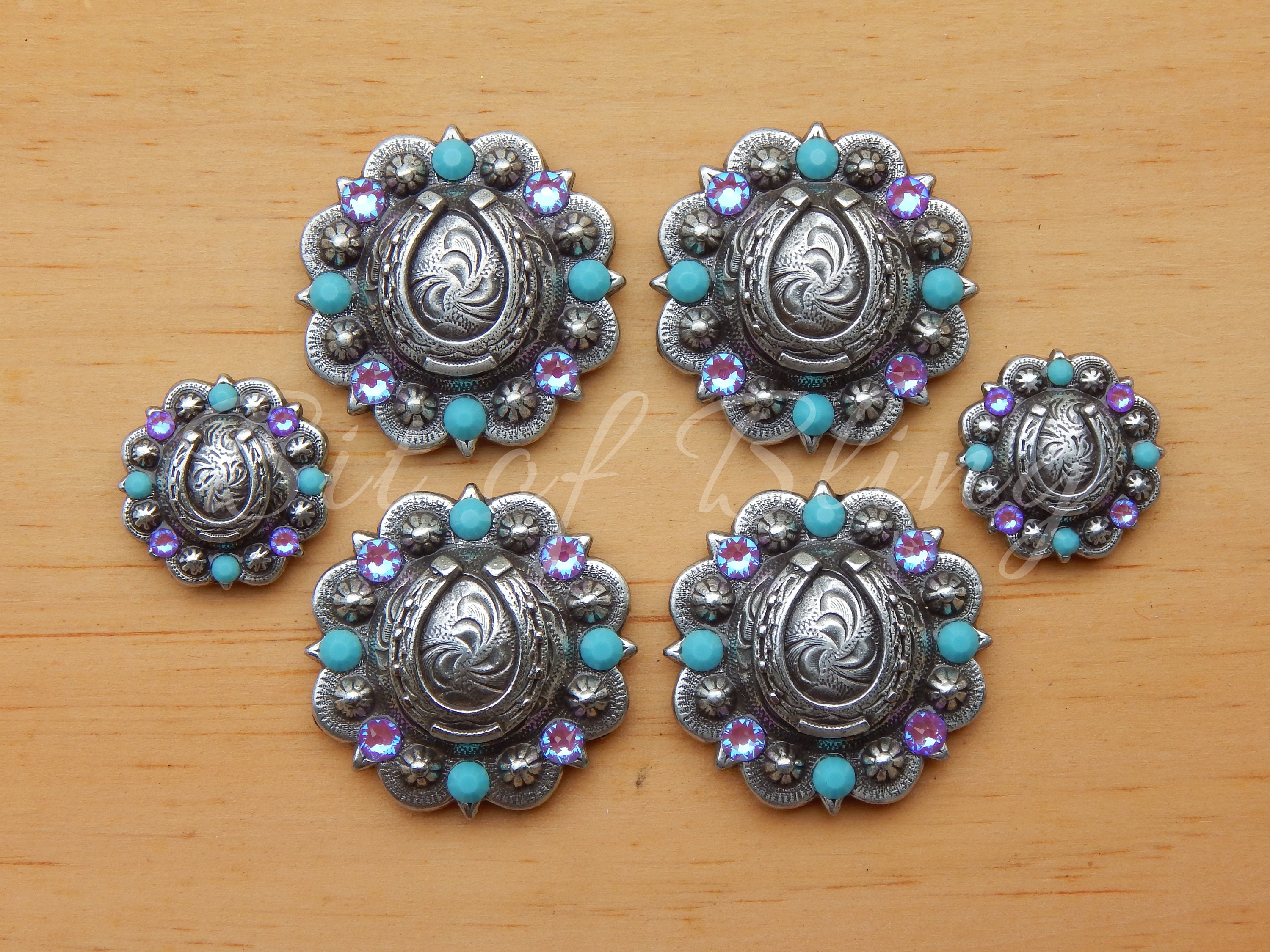 Cotton Candy Unicorn Horseshoe Saddle Concho Set Horse Tack Bling ...