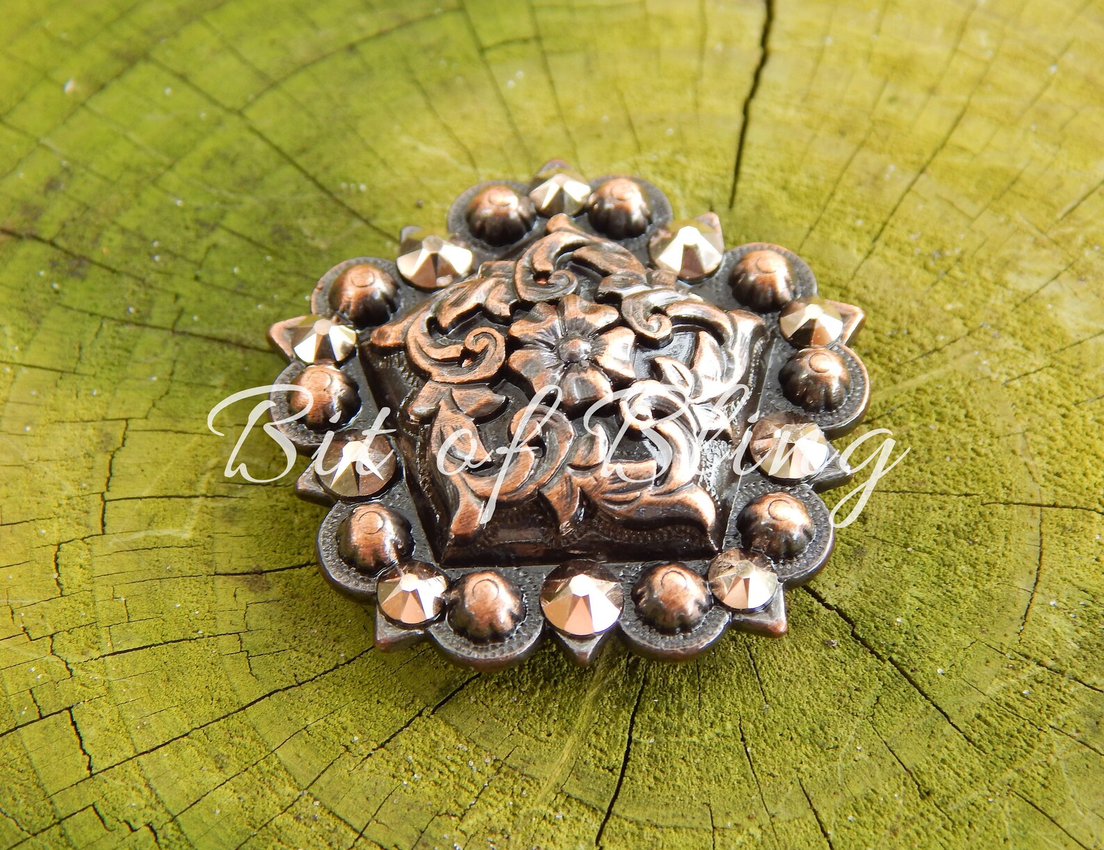 Rose Gold Copper Floral Pentagon Berry Concho Western Horse Tack - Etsy