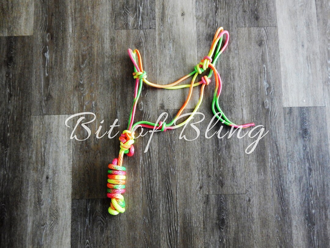 Rainbow Rope Halter With 7' Lead Western Horse Tack Rodeo Barrel Racing ...