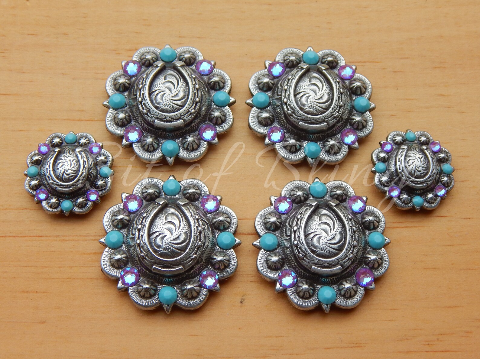 Cotton Candy Unicorn Horseshoe Saddle Concho Set Horse Tack Bling ...