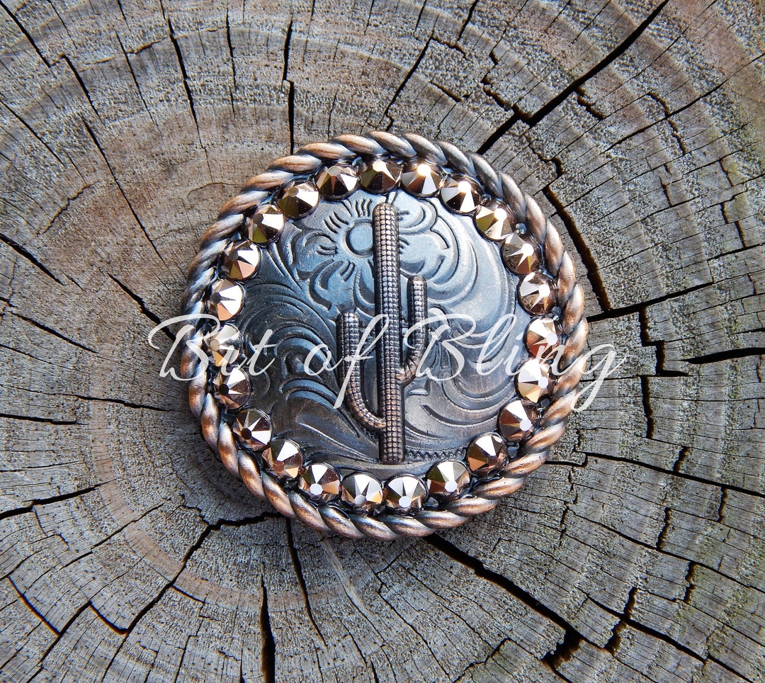 Copper and Rose Gold Round Rope Edge Cactus Concho Horse Tack Custom ...