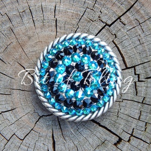 Jet and Blue Zircon Shimmer Concho Horse Tack Custom Conchos Rhinestone ...