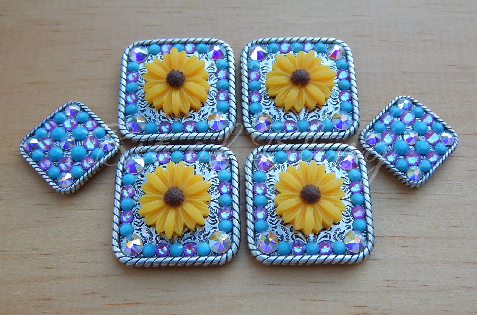 Cotton Candy Unicorn Yellow Daisy Saddle Concho Set Horse Tack | Etsy