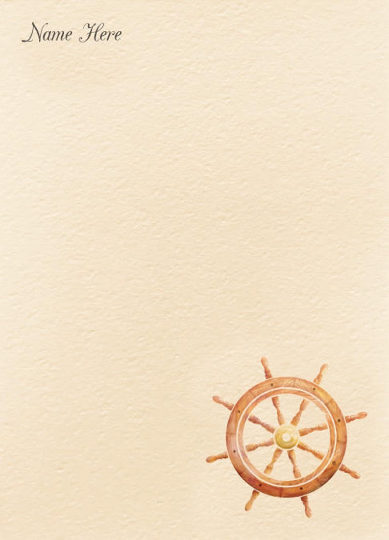 Nautical Ship Wheel Stationery Set / Sailing Boat Note Cards Flat ...