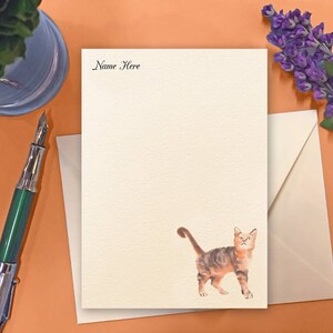 Cat Cute Stationery Set / Custom Animal Note Cards Sheets / Flat ...