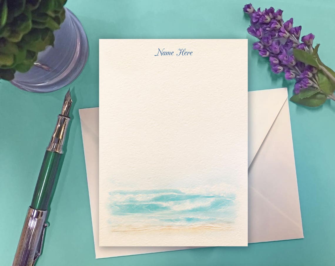 Personalized Ocean Stationery Custom Beach Note Cards | Etsy