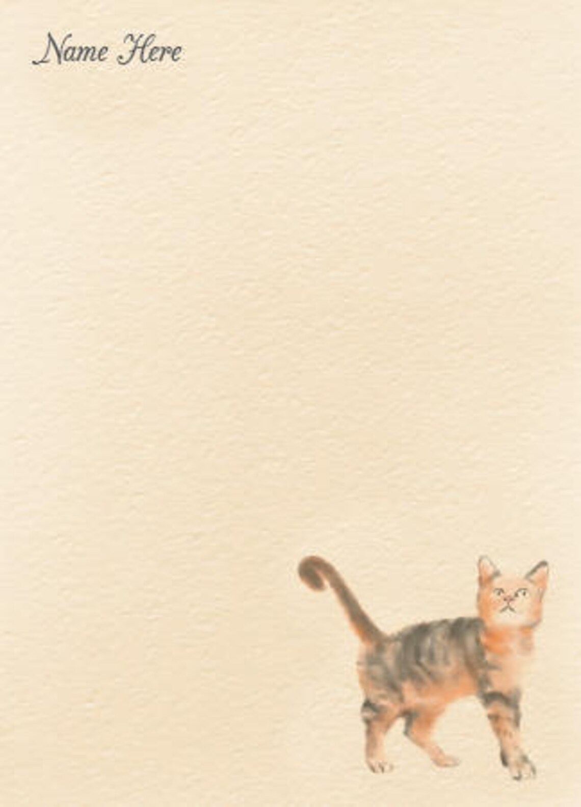 Cat Cute Stationery Set / Custom Animal Note Cards Sheets / Flat ...