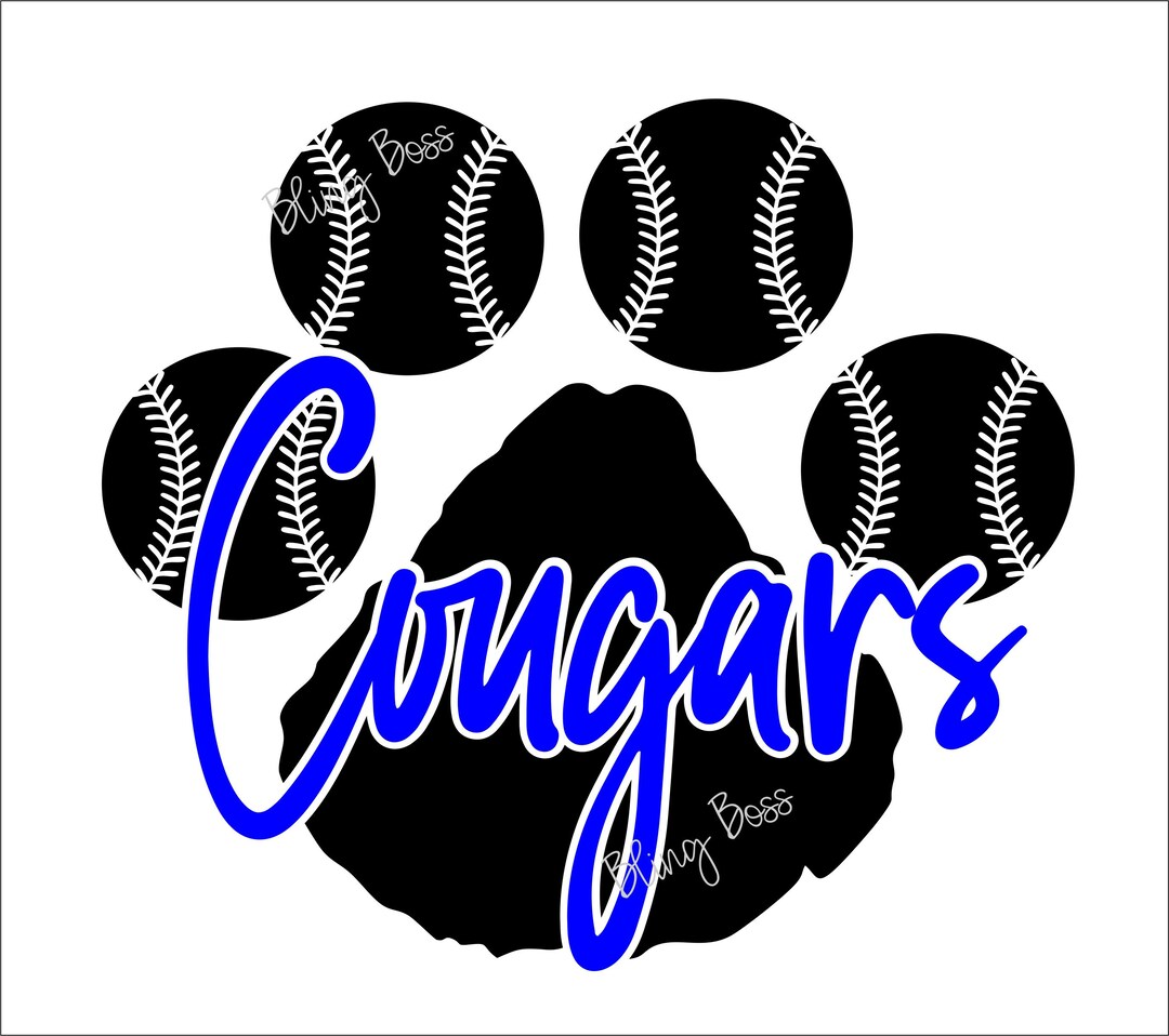 Cougars Baseball Paw or Cougars Softball Paw SVG Digital Download Cut ...