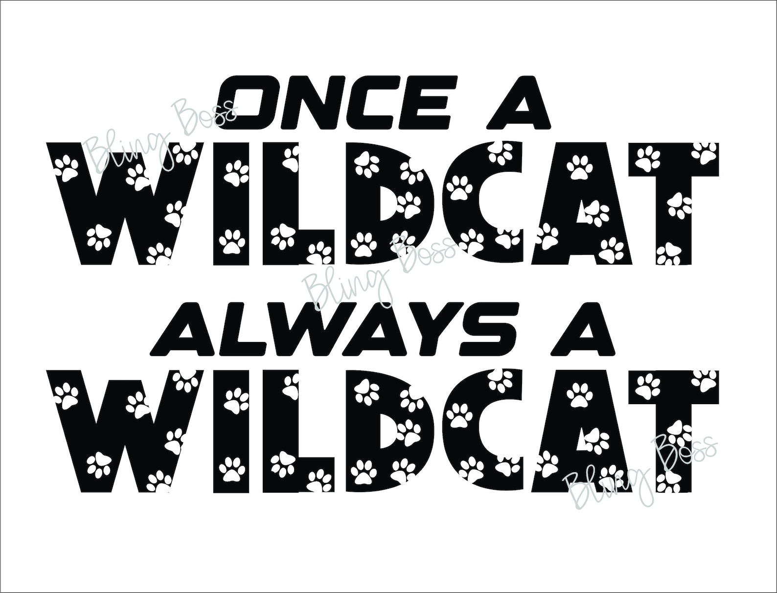 Wildcats Once a Wildcat Always a Wildcat Paw Alphabet SVG Digital ...