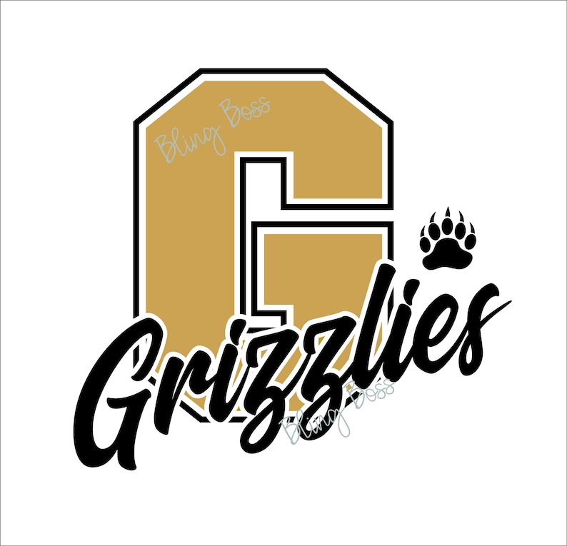 Grizzlies Paw Varsity Letter Gold SVG Digital Download Cut File + Gold ...