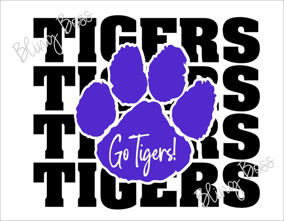 Tigers Mascot With Paw Stacked SVG Digital Cut File + PNG Instant ...