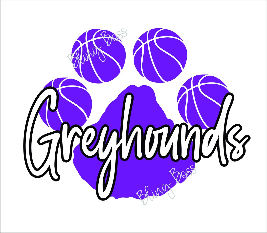 Greyhounds Basketball Paw SVG Digital Download Cut File + Purple, White ...